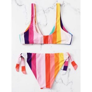 Swim | Sunny Colorful Striped Bikini Rainbow Swimsuit | Poshmark